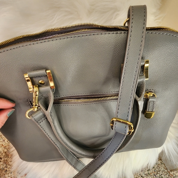 Joy & Iman | Bags | Joy Iman Grey Handbag With Shoulder Strap And Watch ...